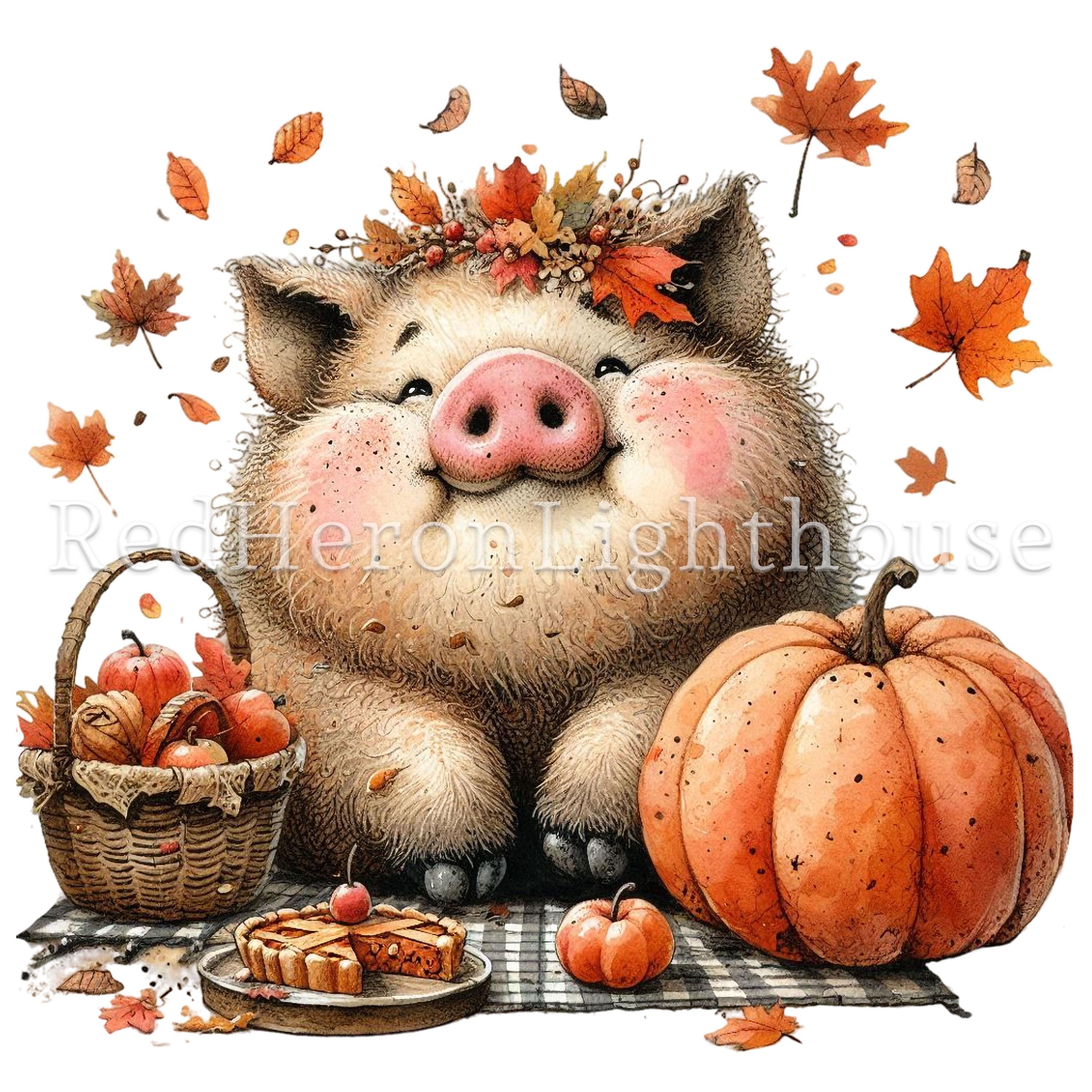 Thanksgiving Pigs Clipart 18 Pngs/jpgs, Autumn Pigs, Harvest Clipart ...
