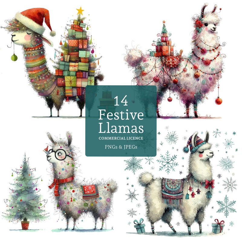 Cute Llama Clipart - Etsy