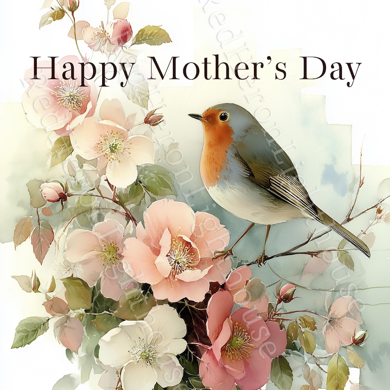 Happy Mother's Day Floral Wildlife Clipart, Watercolour Animal Card ...