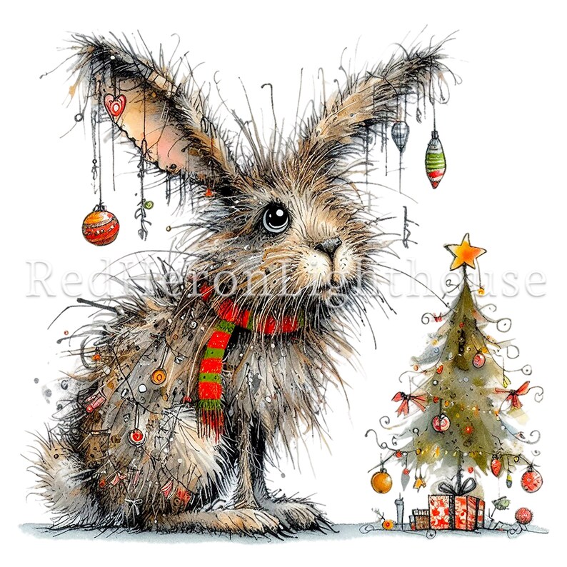 Christmas Hare Clipart, 13 High Quality Pngs/jpgs, Festive Hares ...