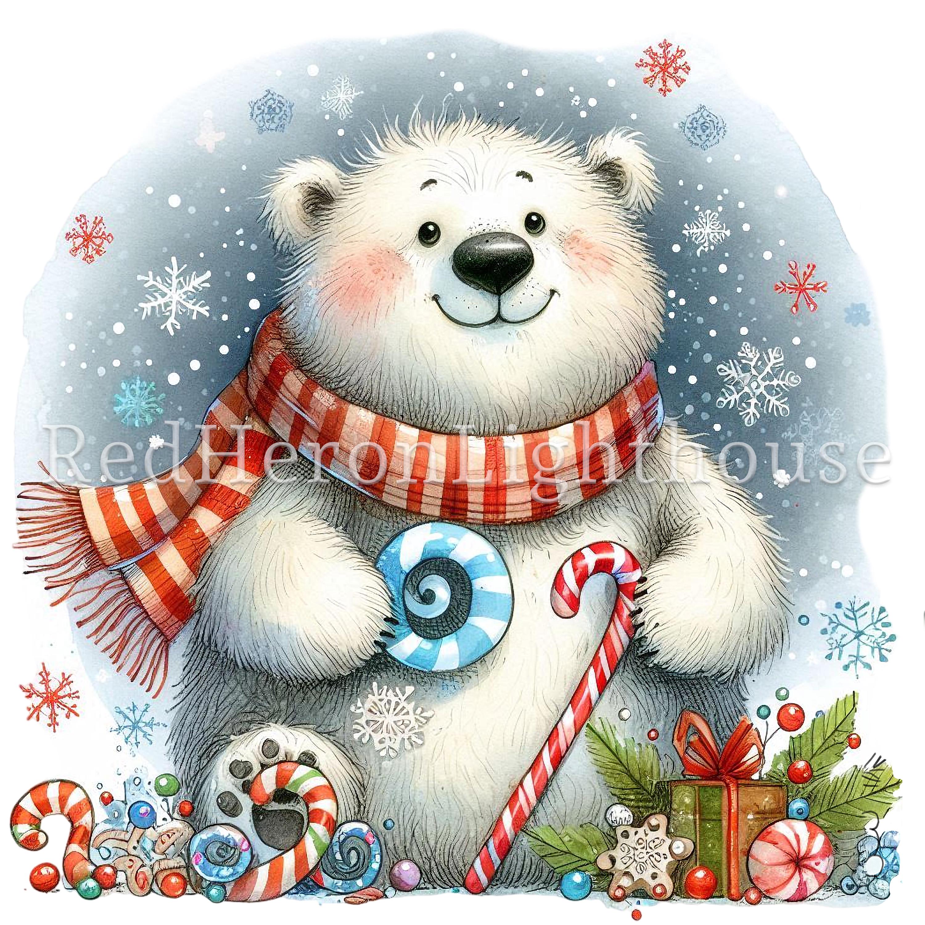 Christmas Polar Bear Clipart, 27 Pngs/jpgs, Whimsical Bear Images ...