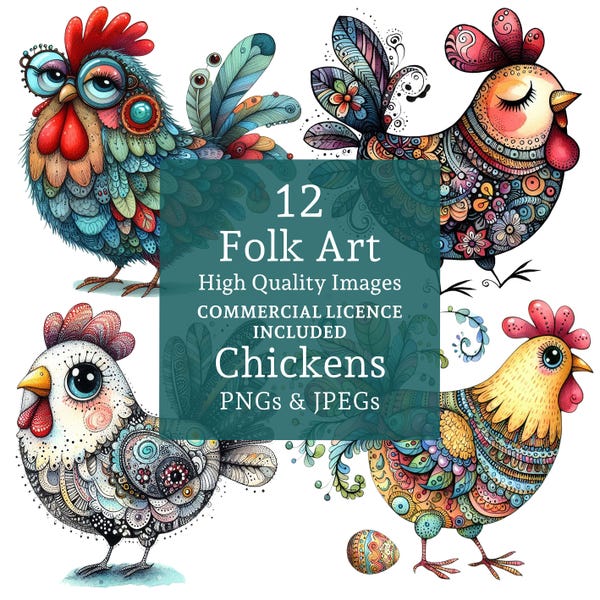 Chicken Folk Art - Etsy