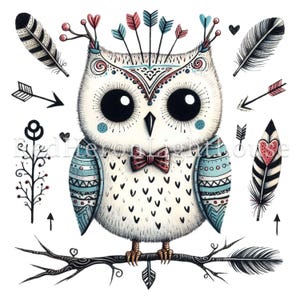 Folk Art Owl Clipart Set, 16 Pngs/jpgs, Pastel Owl Images, Nursery Art ...