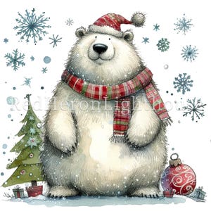 Christmas Polar Bear Clipart, 27 Pngs/jpgs, Whimsical Bear Images ...