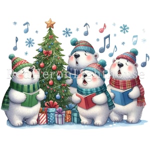 Christmas Polar Bear Clipart, 27 Pngs/jpgs, Whimsical Bear Images ...