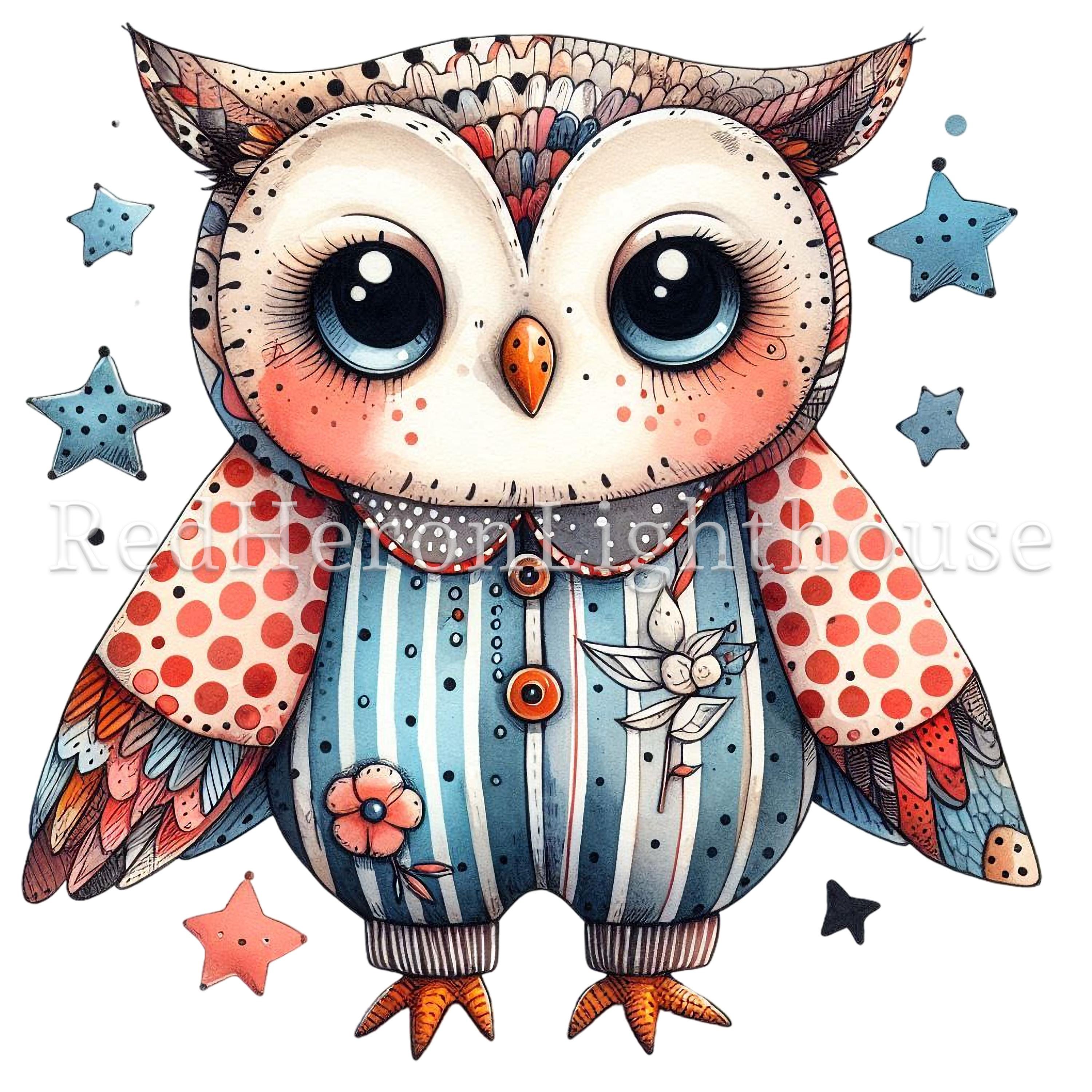 Cute Owl Clipart Set, 16 High Quality Pngs/jpgs, Whimsical Bird Clipart ...