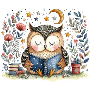 Cute Owl Clipart Set, 16 High Quality Pngs/jpgs, Whimsical Bird Clipart ...