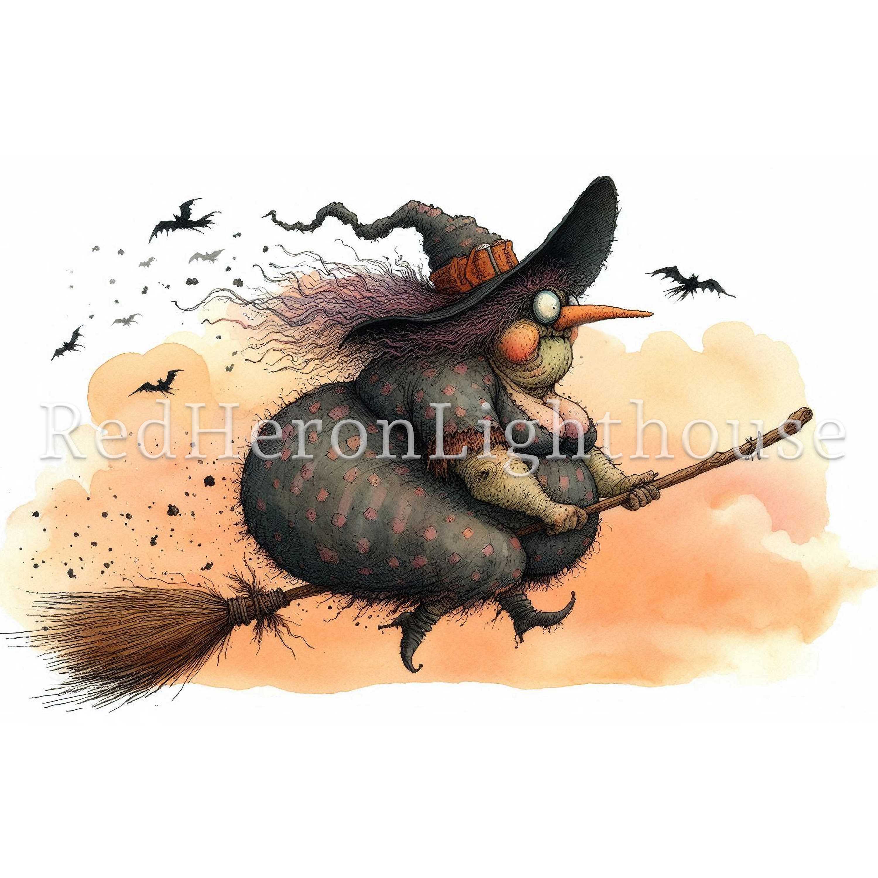 Funny Old Witch Clipart 18 Quirky Halloween Ugly Broomstick Witch ...