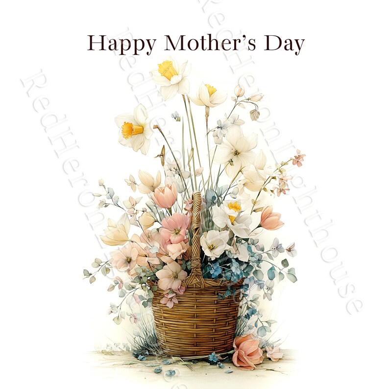 Happy Mother's Day Floral Wildlife Clipart, Watercolour Animal Card ...