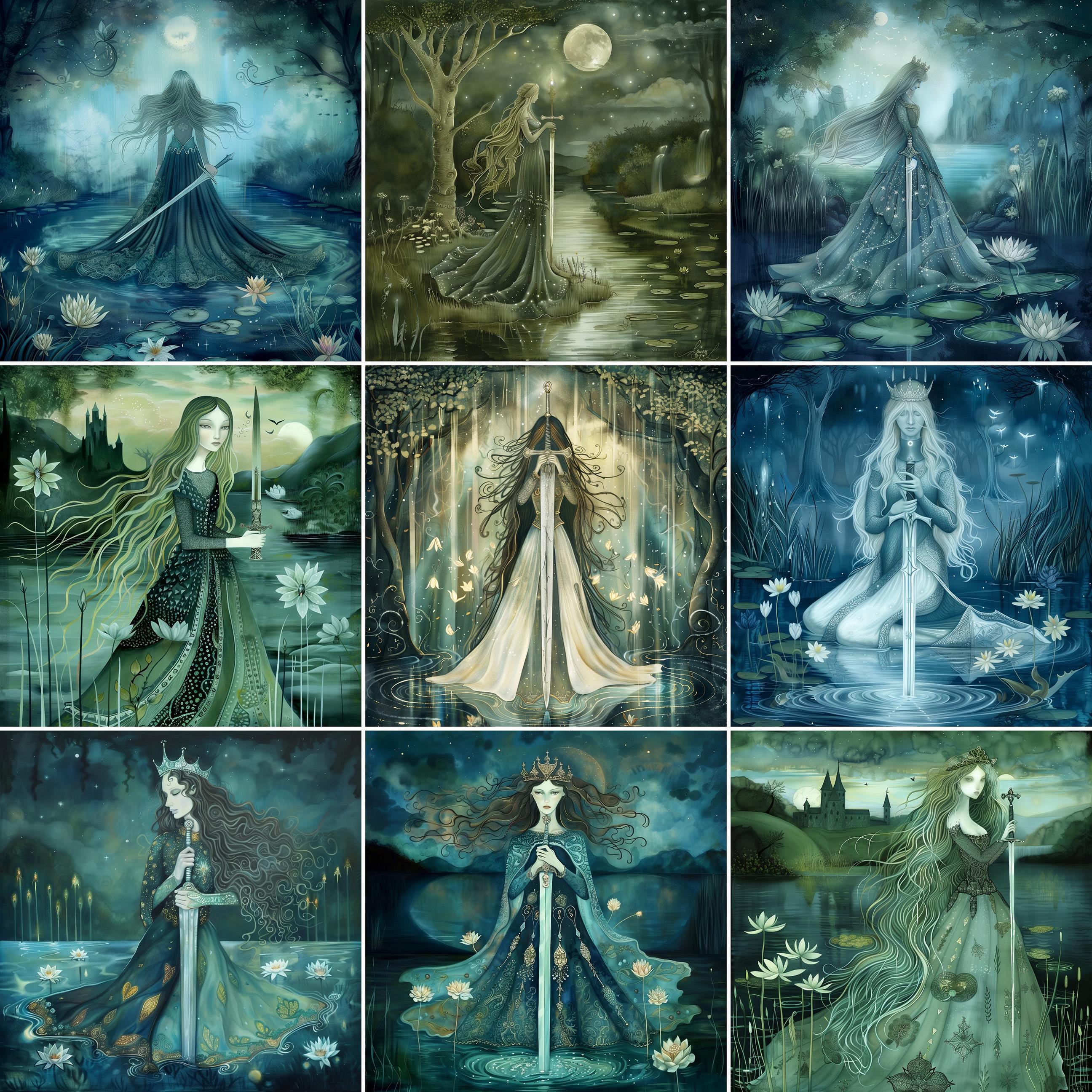 Enchanted Lady of the Lake Clipart, 18 High Quality Jpgs, Arthurian ...