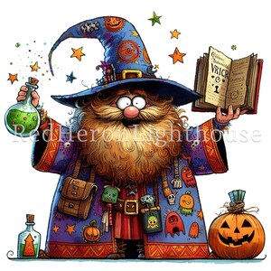 Whimsical Wizard Clipart, 25 Pngs/jpgs, Fun Magician Images, Colourful ...