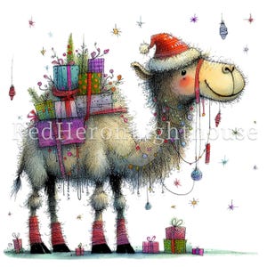 Christmas Camel Clipart, 12 High Quality Pngs/jpgs, Whimsical Festive ...