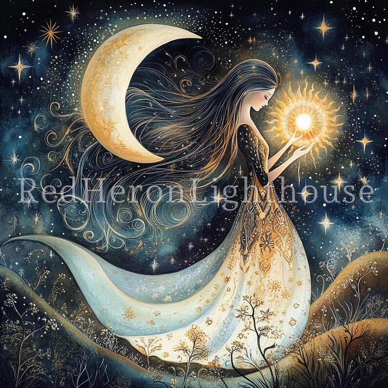 Enchanted Celestial Goddess Thea Clipart, 18 High Quality Jpgs Sun ...