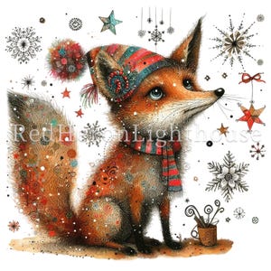Christmas Fox Clipart, 12 High Quality Pngs/jpgs Whimsical Fox Images ...