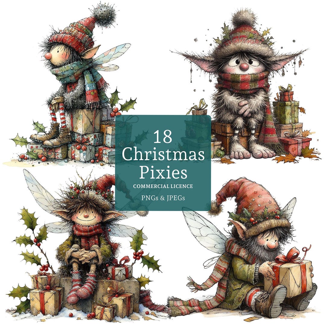 Christmas Pixie Clipart Set, 18 High Quality Pngs/jpegs, Winter Elf ...