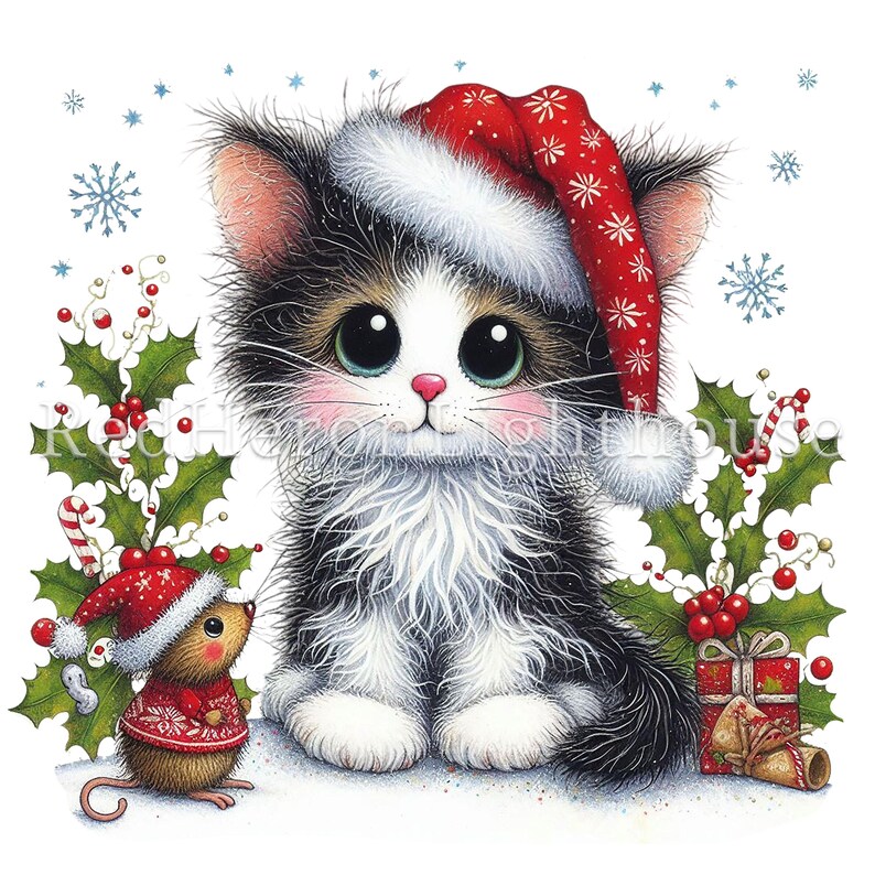Christmas Kitten Clipart 20 Pngs/jpgs, Festive Cat Clipart, Quirky Pet ...