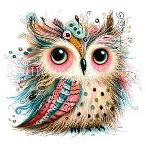 Scruffy Owl Clipart, 14 High Quality Pngs/jpgs, Colourful Owl Images ...