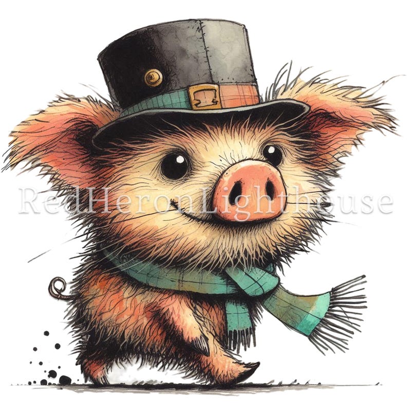 Scruffy Pig Clipart Set 24 Pngs/jpgs, Funny Pig Clipart, Quirky Farm ...
