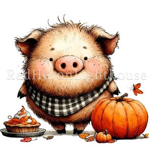 Thanksgiving Pigs Clipart 18 Pngs/jpgs, Autumn Pigs, Harvest Clipart ...
