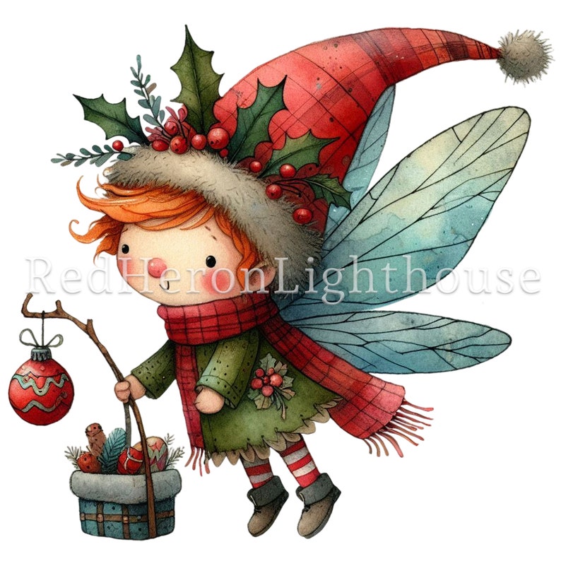 Christmas Fairies Clipart Set, 24 Pngs/jpgs, Cute Festive Fairy Designs ...