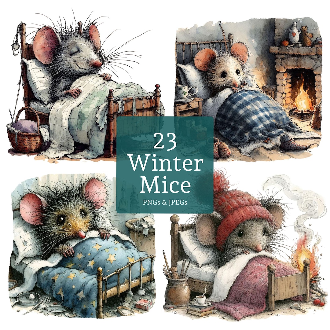 Winter Mice Clipart, 23 High Quality Jpgs/pngs, Whimsical Mouse Images ...