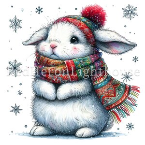 Winter Bunny Clipart, High Quality 25 Pngs/jpgs, Cute Baby Animal ...