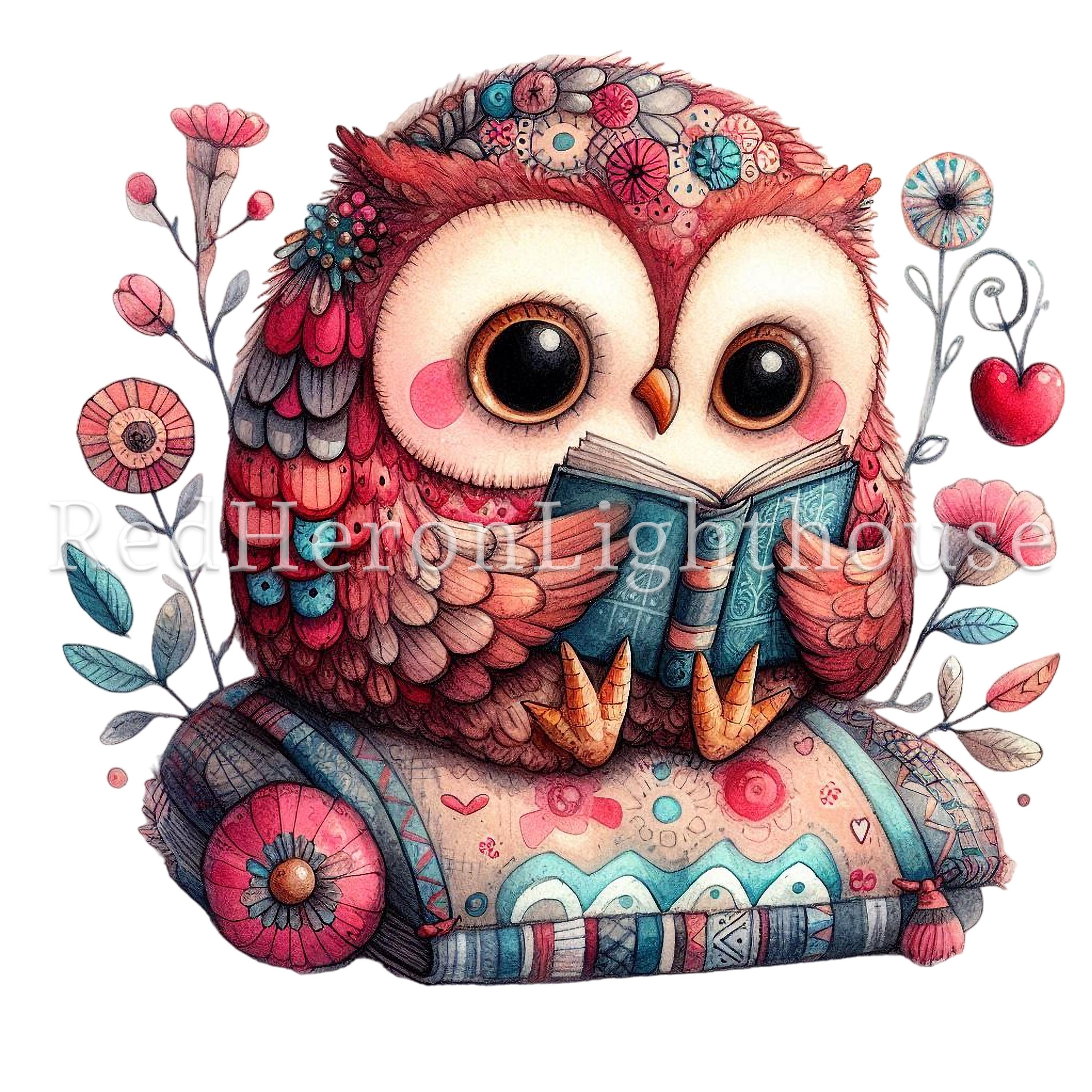 Cute Owl Clipart Set, 16 High Quality Pngs/jpgs, Whimsical Bird Clipart ...
