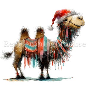 Christmas Camel Clipart, 12 High Quality Pngs/jpgs, Whimsical Festive ...