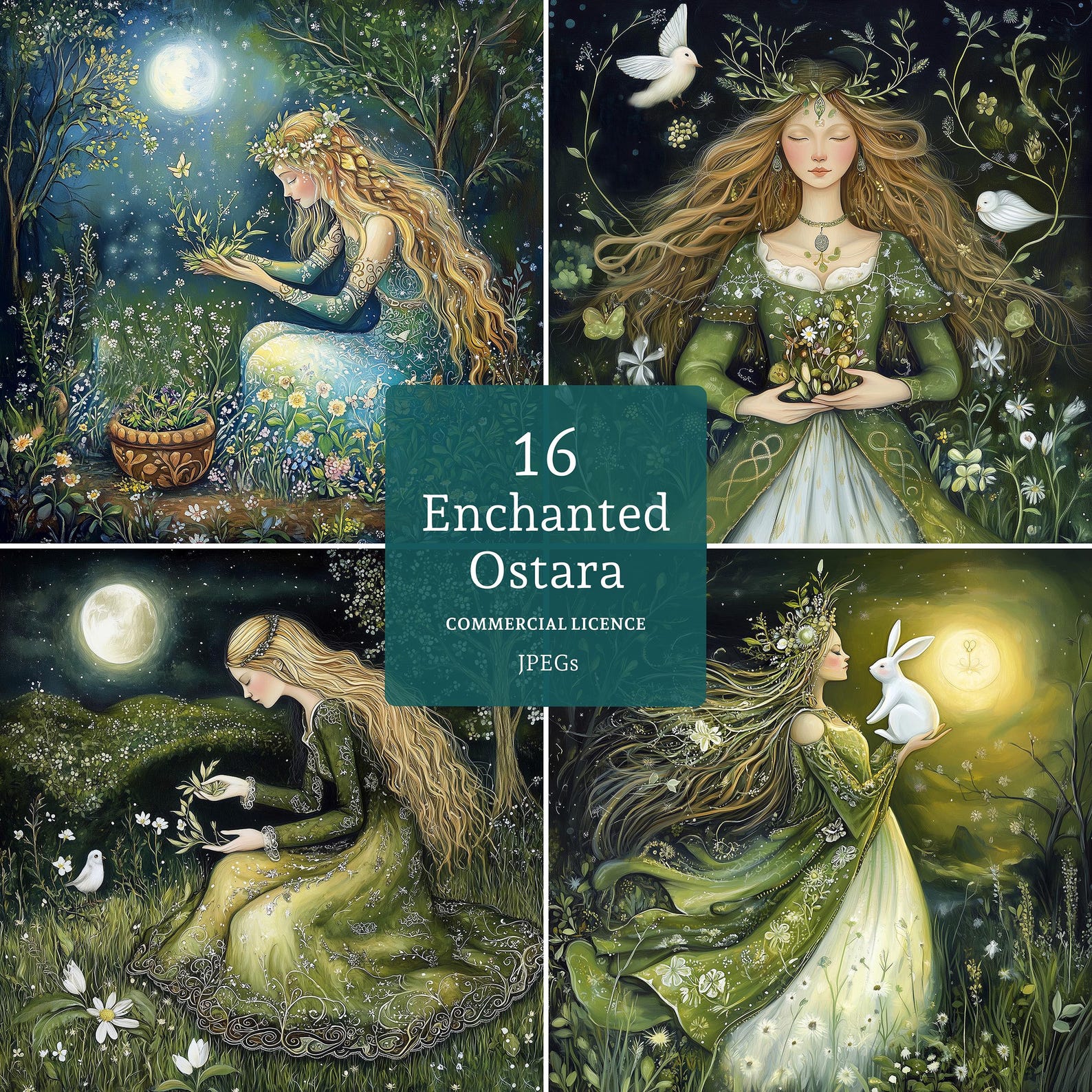 Enchanted Ostara Clipart 16 High Quality Jpgs, Wiccan Festival, Pagan ...