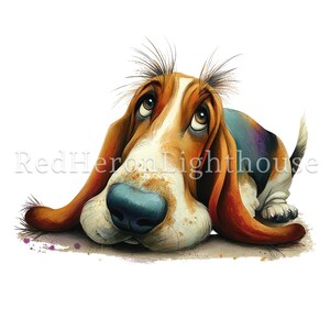 Basset Hound Clipart, 13 High Quality Pngs/jpgs, Watercolour Quirky Dog ...