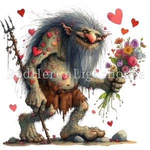 Love Heart Troll Clipart, 12 High Quality Pngs/jpgs, Whimsical Ogres ...