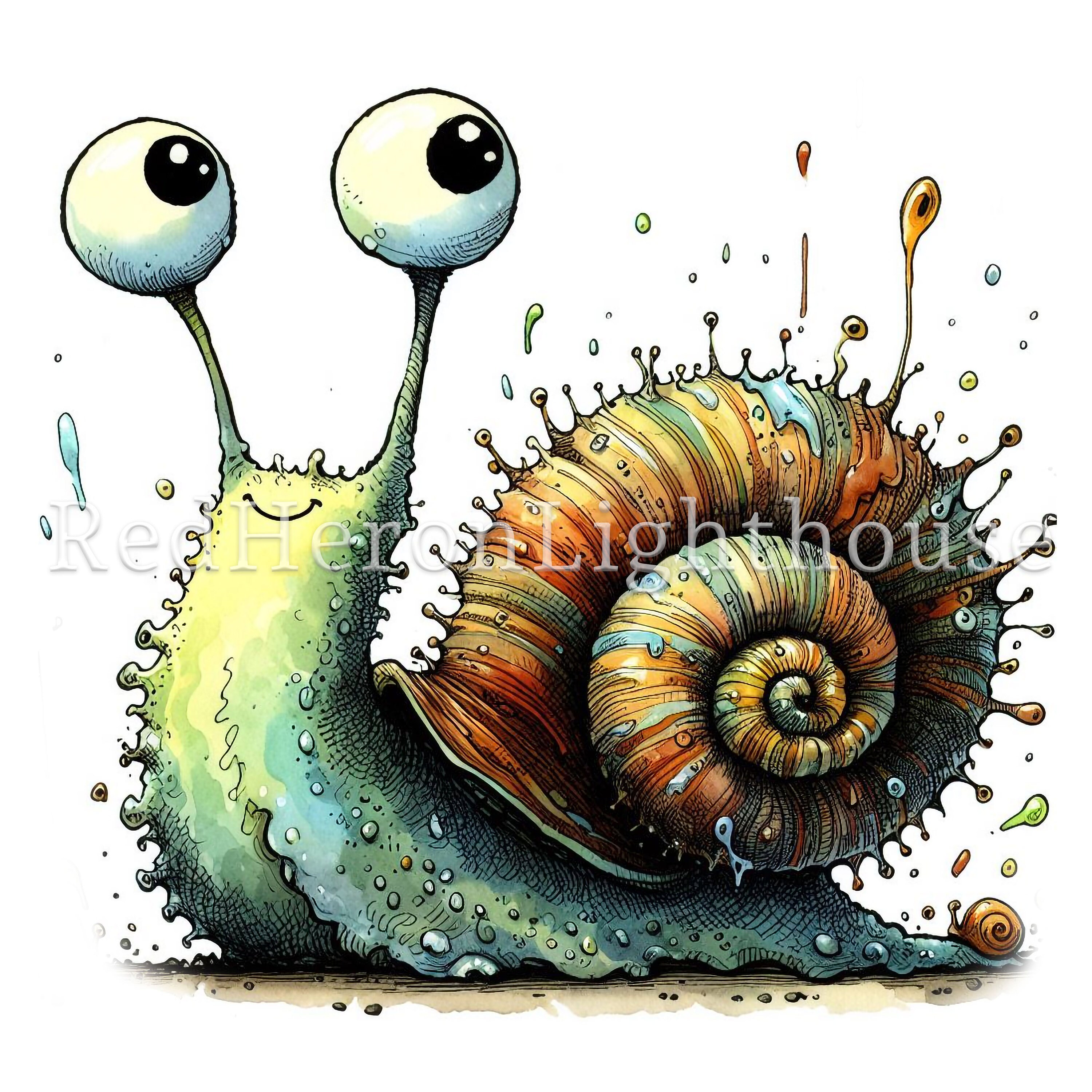 Cartoon Snail Clipart Set, High Quality Designs, 12 Pngs/jpgs, Cute ...