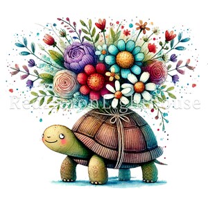 Love Heart Tortoise Clipart, 13 High Quality Pngs/jpgs, Whimsical ...