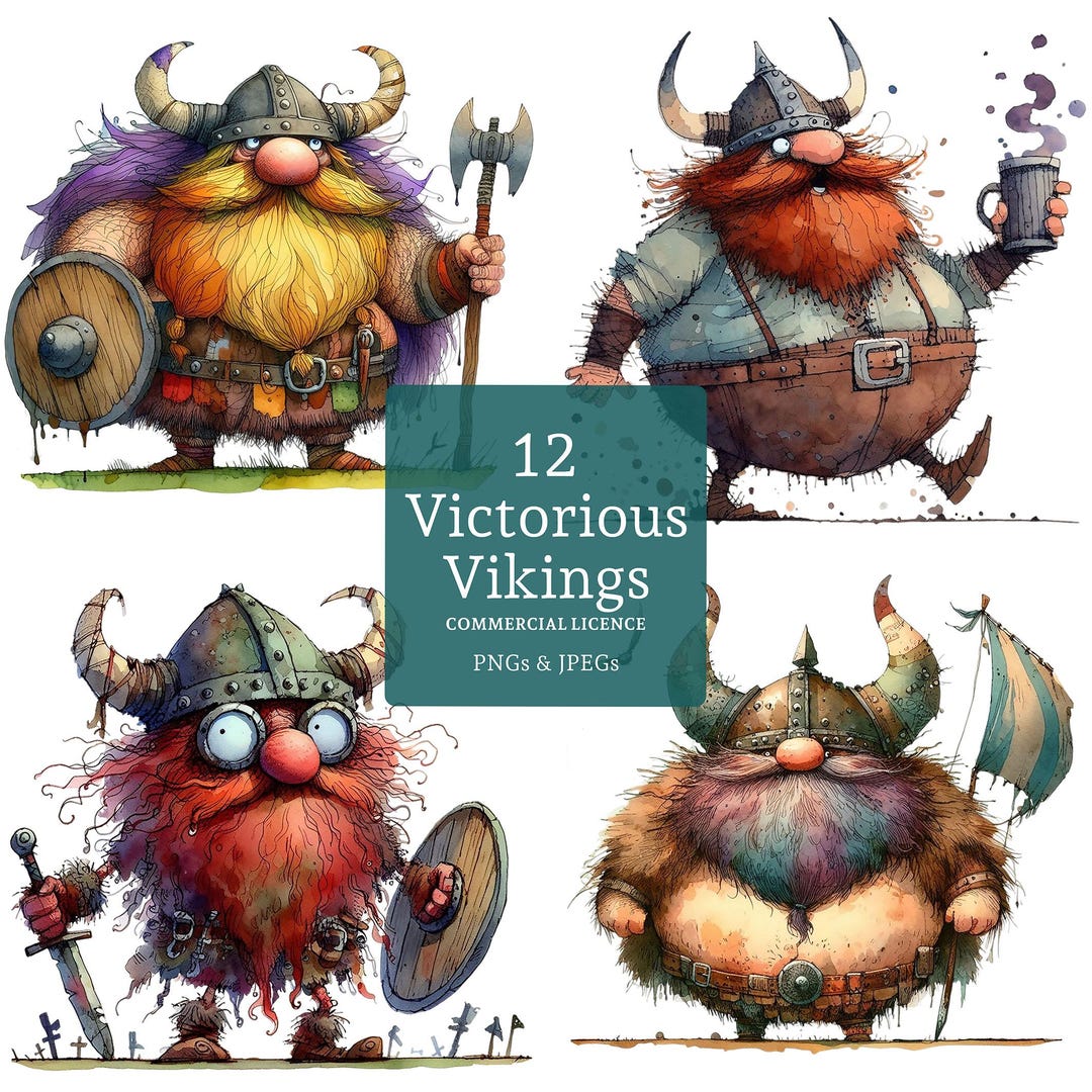 Funny Viking Clipart 12 High Quality Pngs/jpgs, Quirky Nordic Warrior ...