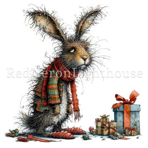 Christmas Hare Clipart, 13 High Quality Pngs/jpgs, Festive Hares ...