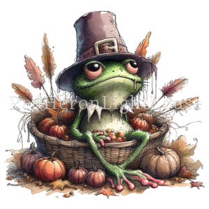 Thanksgiving Frogs Clipart, 16 Pngs/jpgs, Autumn Frogs, Quirky Fall ...