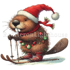 Christmas Beaver Clipart, 12 High Quality Pngs/jpgs, Quirky Animal ...