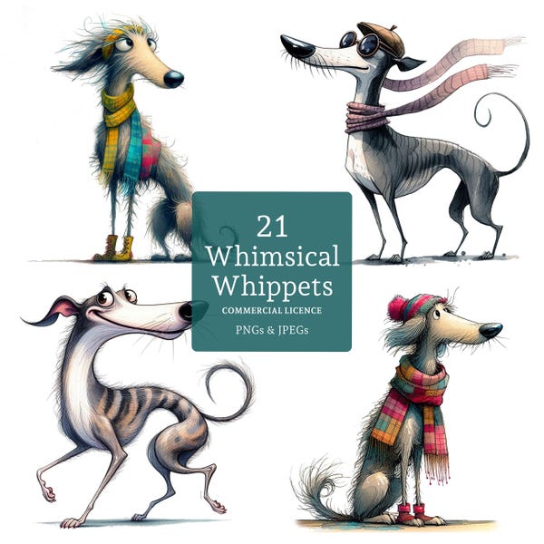 Dog Clip Art Whippet - Etsy