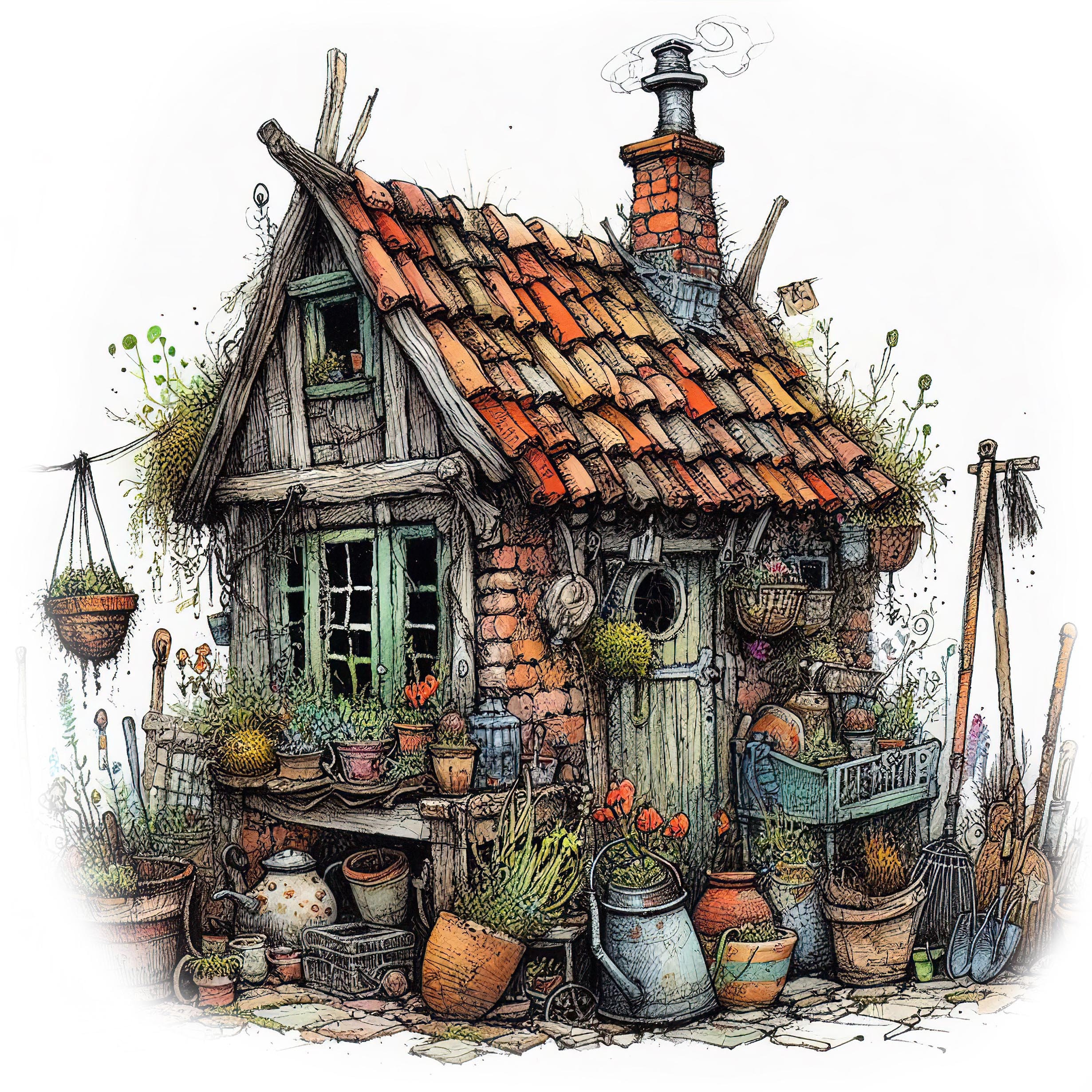 Garden Sheds Clipart Set, 15 Jpgs, Quirky Rustic Potting Shed Images ...