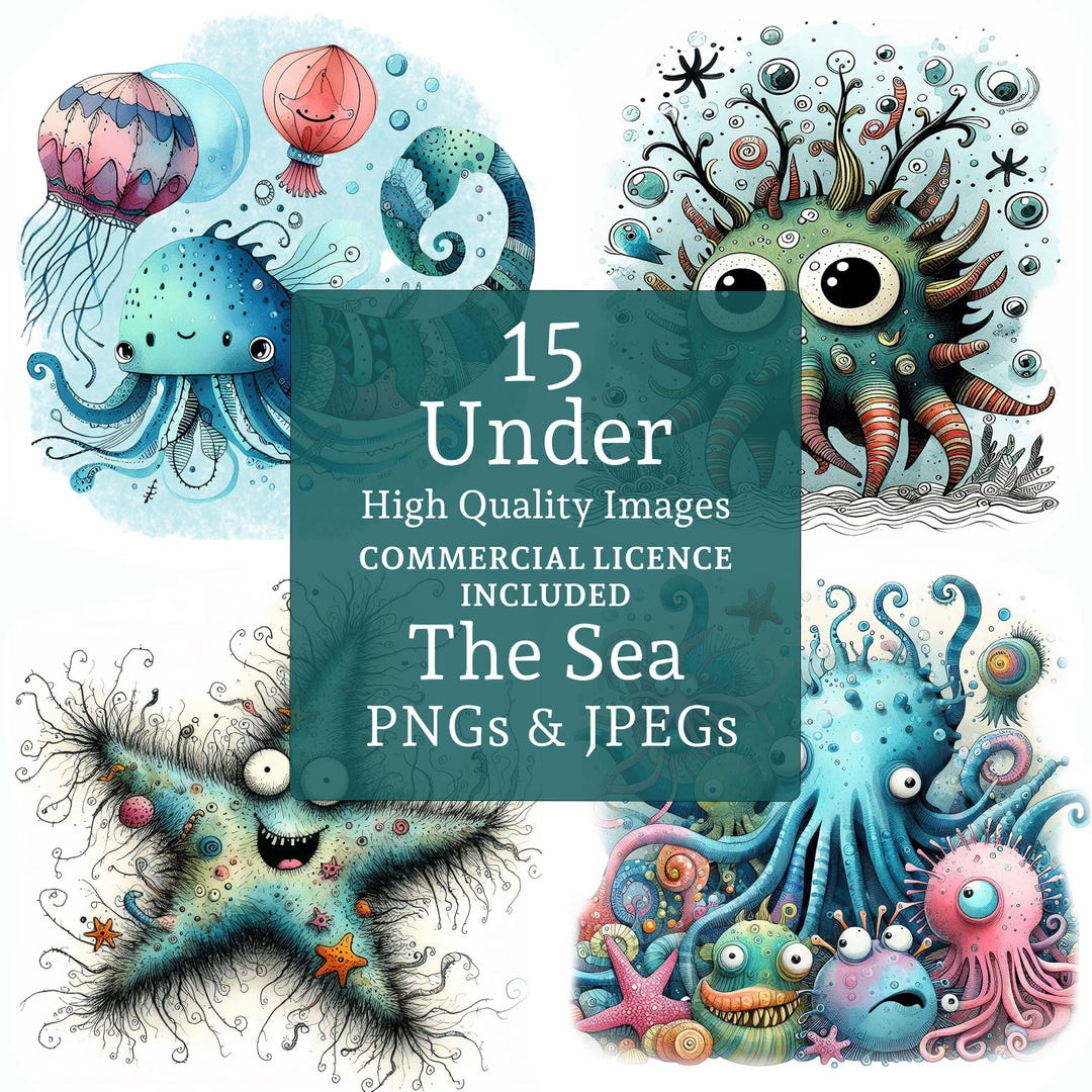 15 Adorable Under the Sea Clipart Set Pngs/jpgs Ocean Life & Kids ...