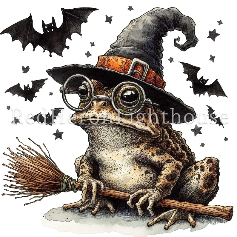 Halloween Toads Clipart Set, 15 Pngs/jpegs, Whimsical Witch Frog ...