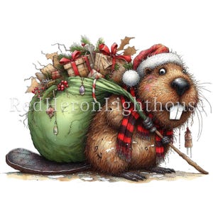 Christmas Beaver Clipart, 12 High Quality Pngs/jpgs, Quirky Animal ...