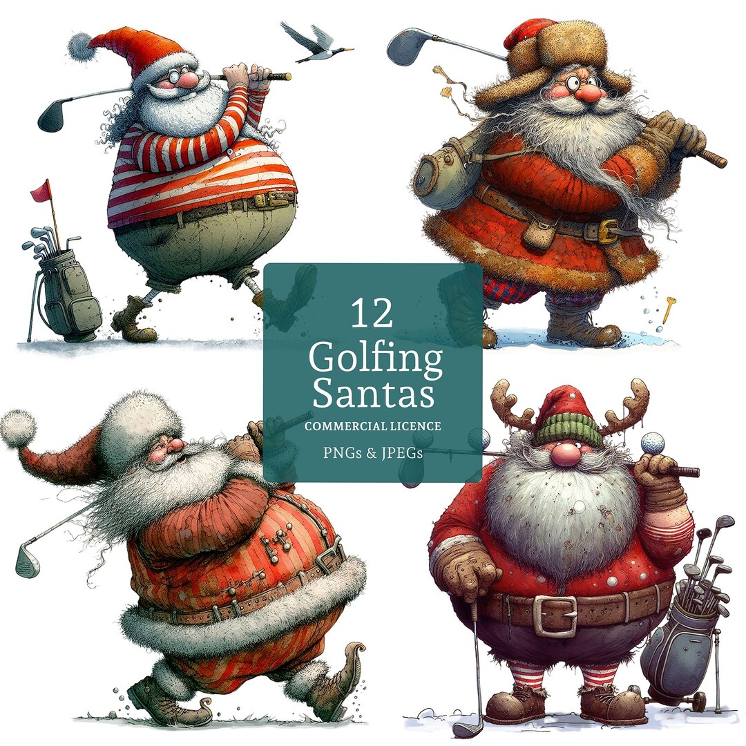 Funny Santa Clipart 12 Pngs/jpgs, Father Christmas Clipart, Winter ...