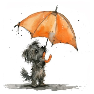 10 Cute Dogs With Umbrellas Clipart Set, Jpgs/pngs, High Quality ...
