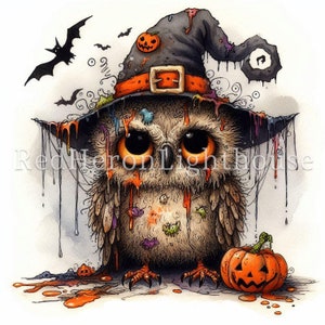 Halloween Owls Clipart 15 Pngs/jpgs, Funny Halloween Designs, Witch Hat ...