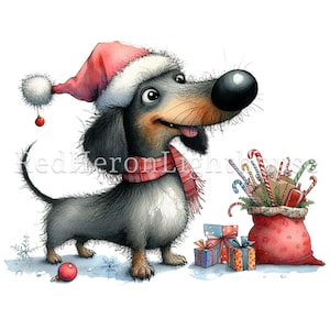 Christmas Dachshund Clipart 12 High Quality Pngs/jpgs Funny Dogs ...