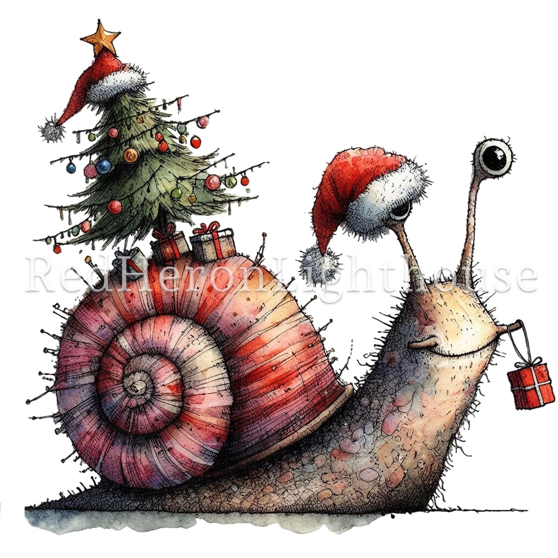 Christmas Snail Clipart, 14 Pngs/jpgs, Funny Festive Snails, Quirky ...