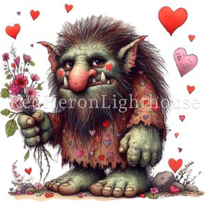 Love Heart Troll Clipart, 12 High Quality Pngs/jpgs, Whimsical Ogres ...