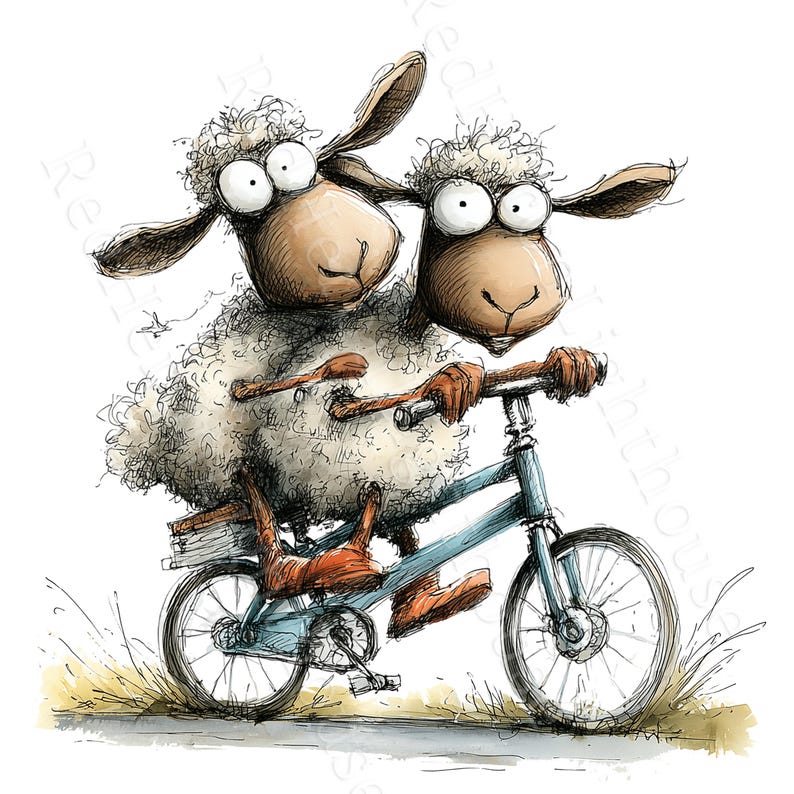 Whimsical Sheep Clip Art, Watercolour Quirky Animal 10 Pngs/jpgs ...