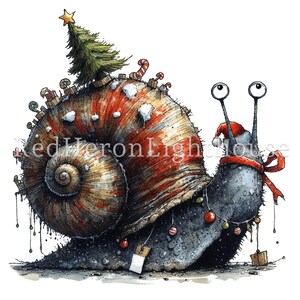 Christmas Snail Clipart, 14 Pngs/jpgs, Funny Festive Snails, Quirky ...